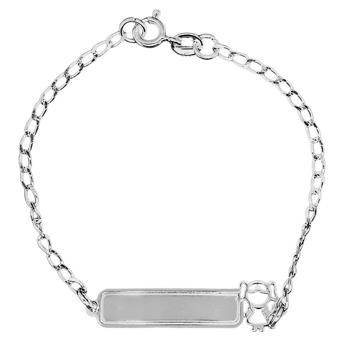 PULSEIRA DE PRATA 925 INFANTIL PLAQUINHA MENINA